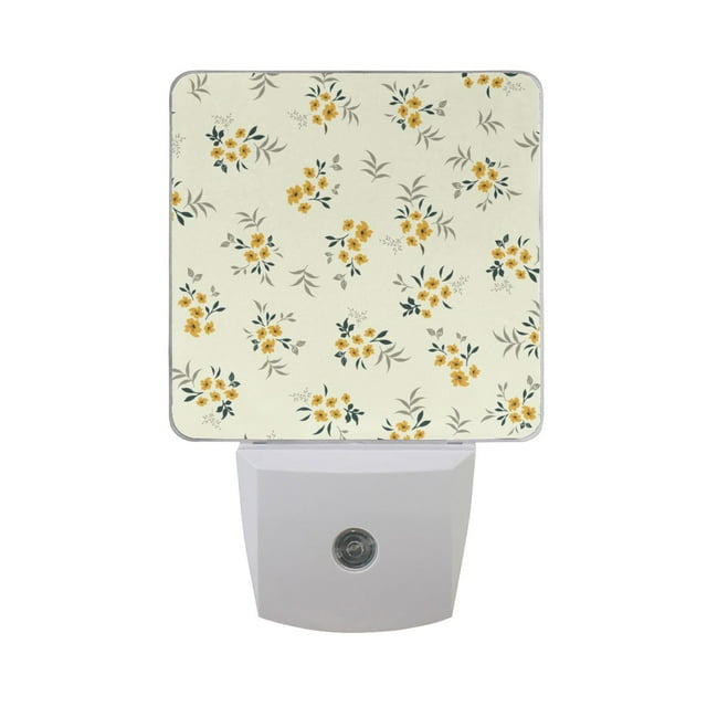 Daisy Flowers Floral on Yellow Night Light LED Dusk to Dawn Auto Sensor ...