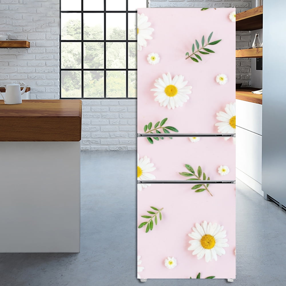 Daisy Flowers Fridge Fridge Door Cover Sticker Floral Vinyl Vegetable ...