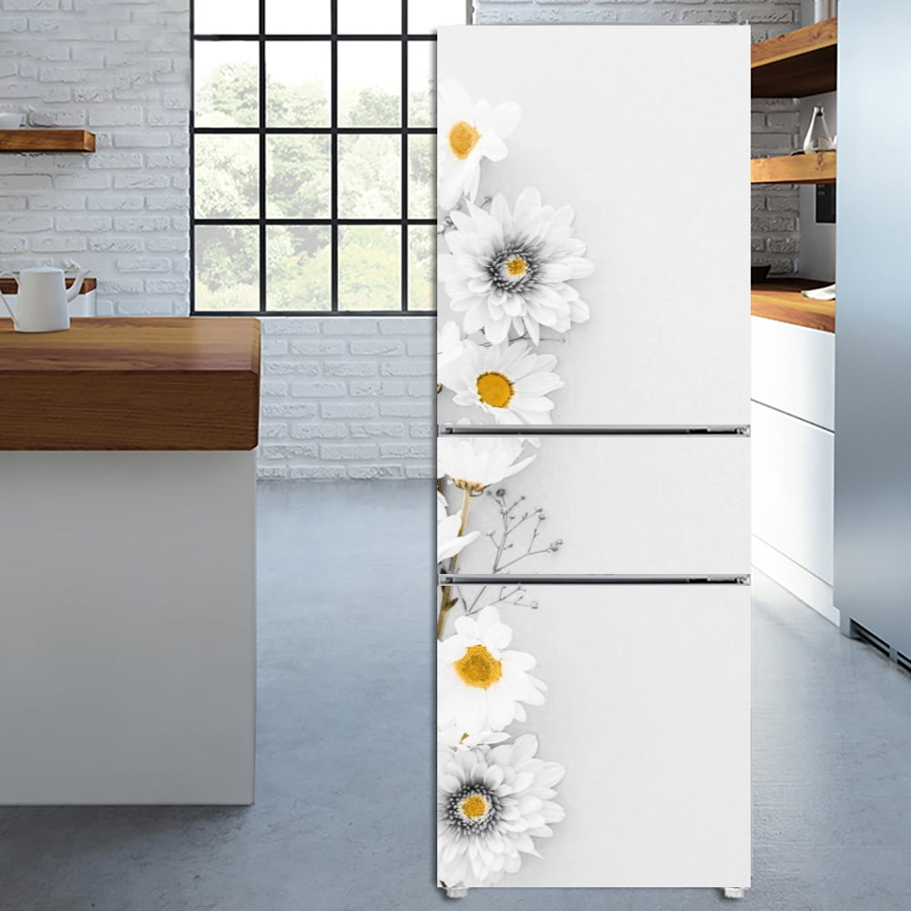 Daisy Flowers Fridge Fridge Door Cover Sticker Floral Vinyl Vegetable ...