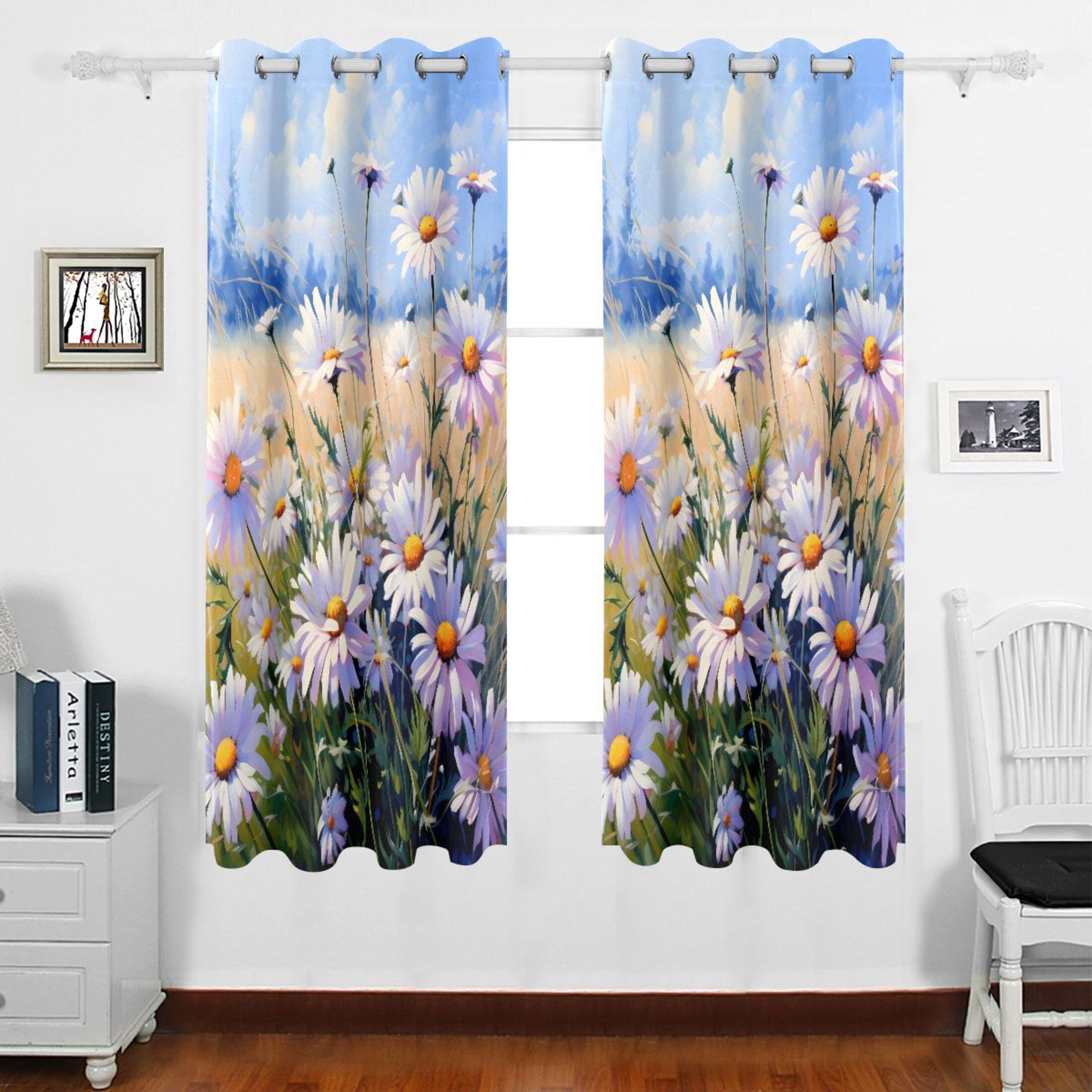 Daisy Flowers Grommet Blackout Curtains Thermal Insulated Window ...