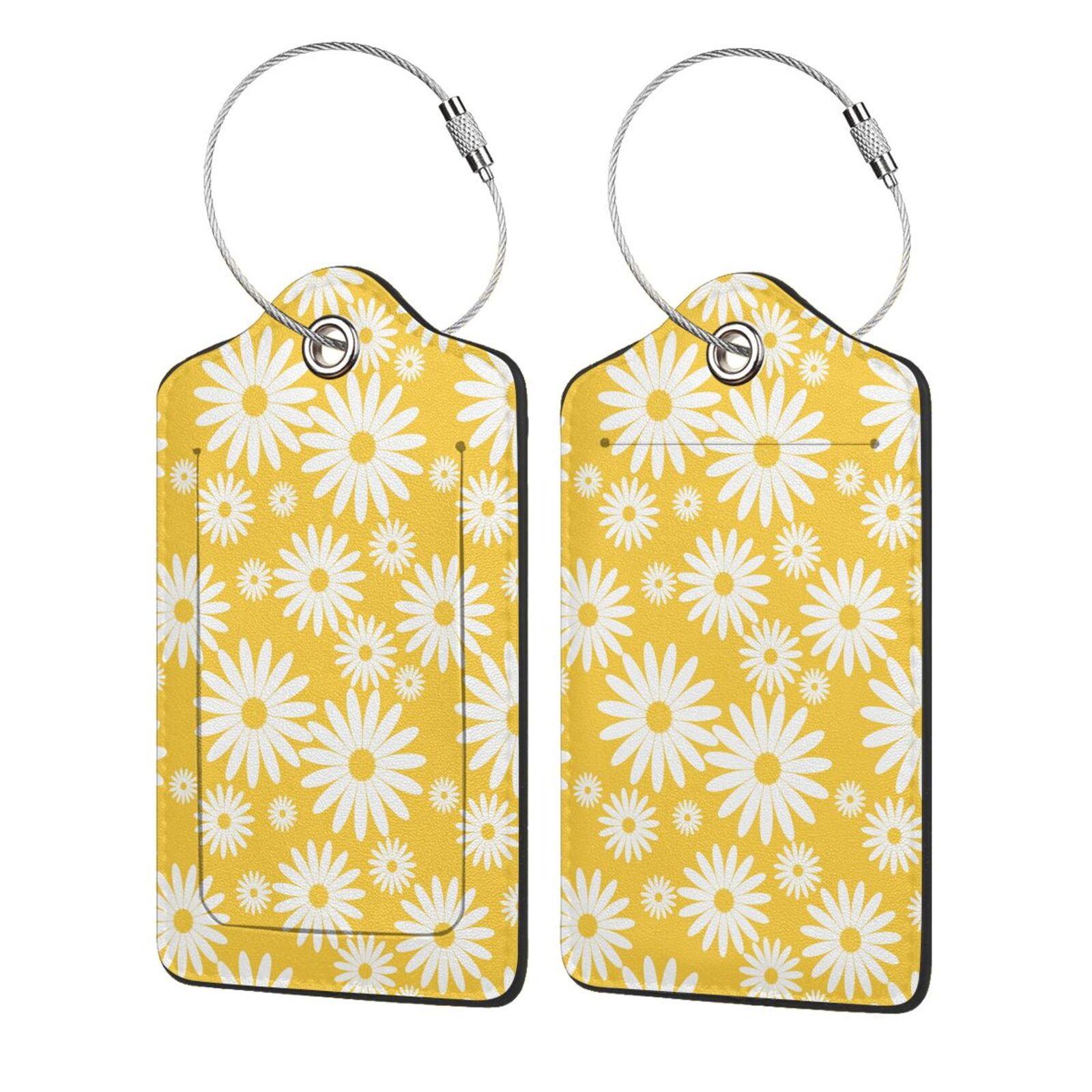 Daisy Flowers Luggage Tags for Suitcase PU Privacy Cover ID Label ...