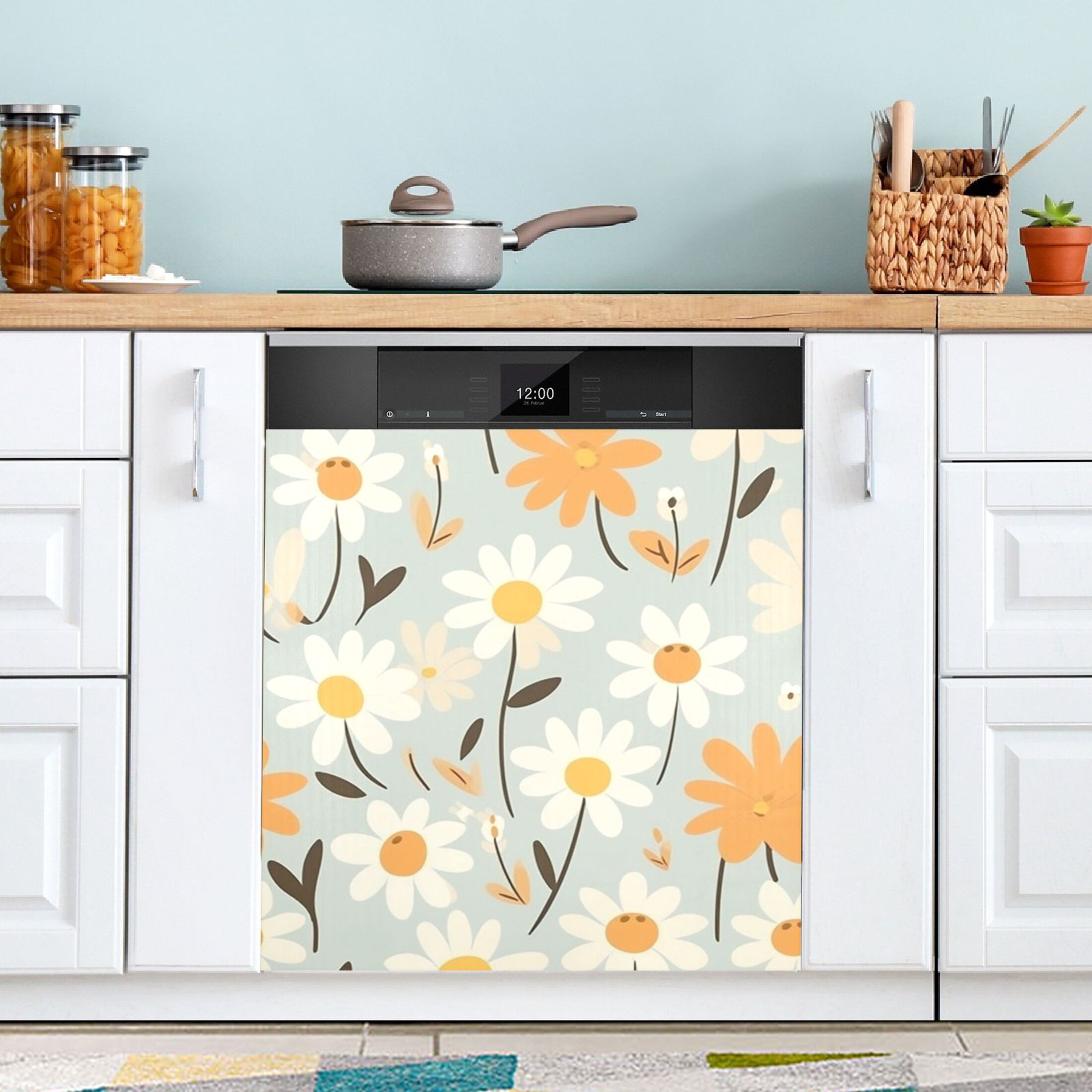 Daisy Flowers Magnetic Dishwasher Cover Magnet Refrigerator Dishwashers ...