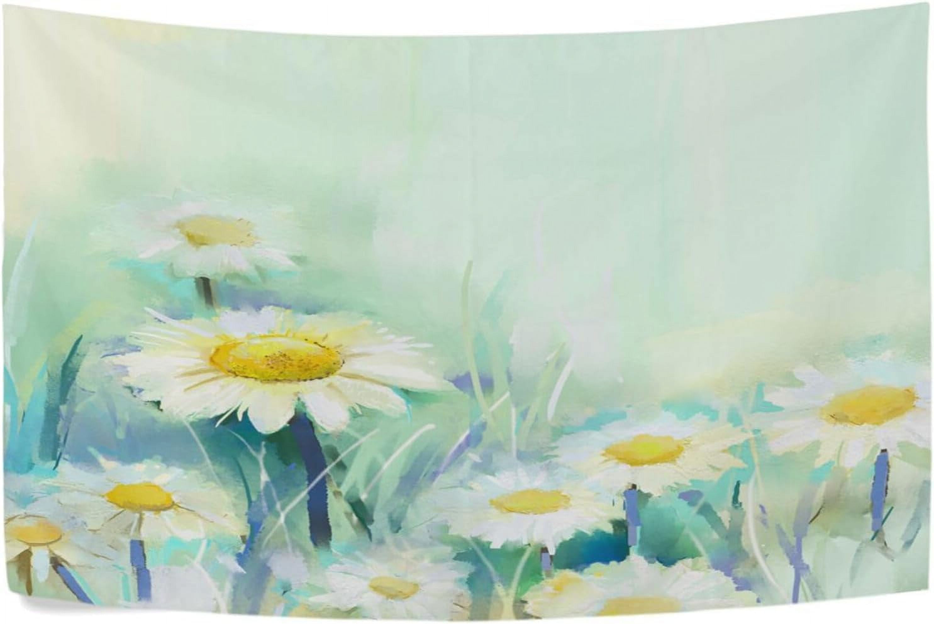 Daisy Flowers Oil Painting Tapestry Aesthetic Tapestry Wall Hanging 60 ...