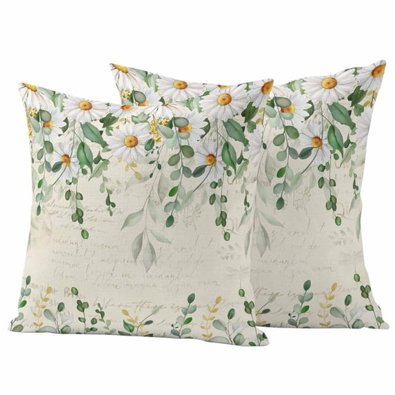 Daisy Flowers Outdoor Waterproof Pillow Covers, Vintage Green ...