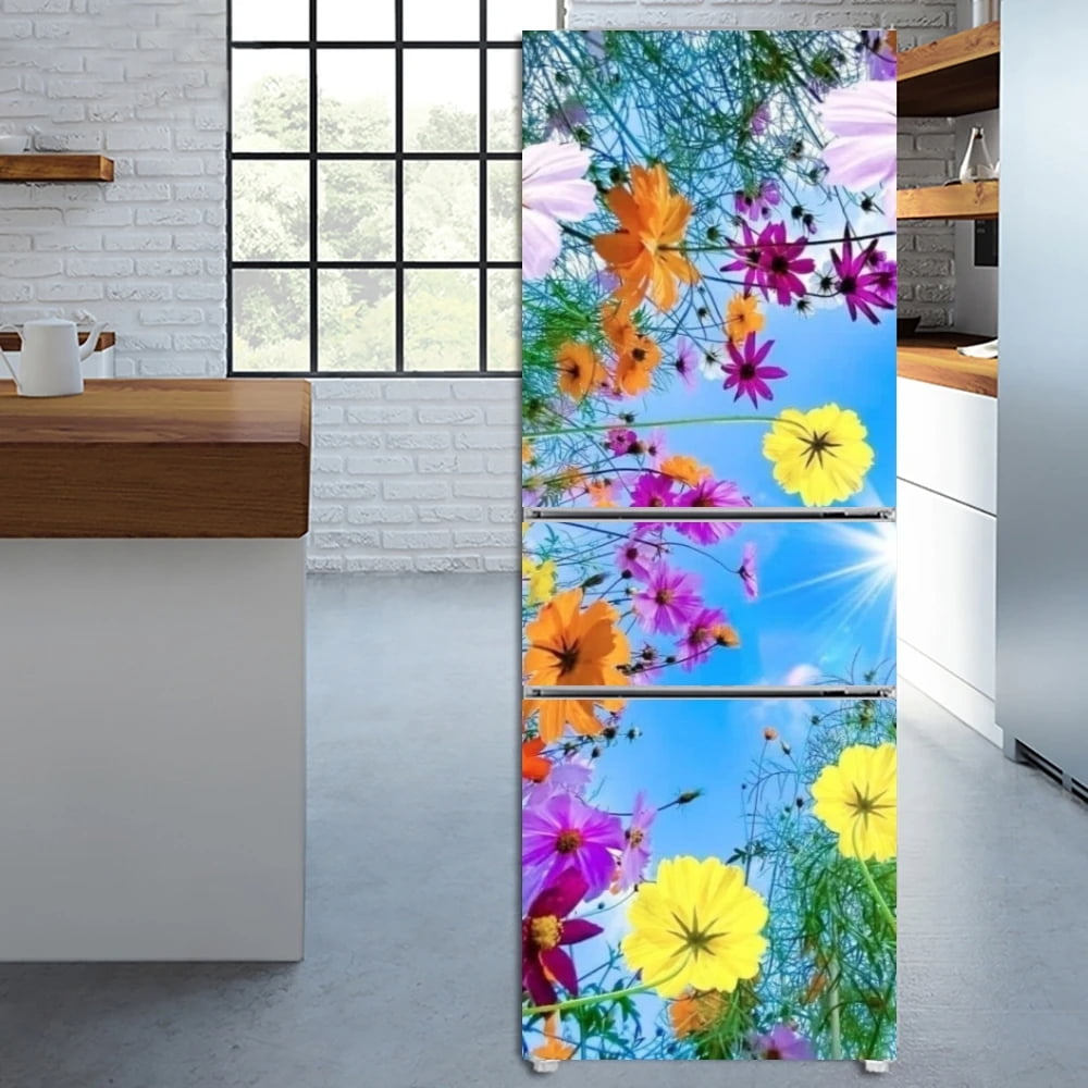 Daisy Flowers Pattern Refrigerator Sticker Decorative Self-adhesive ...