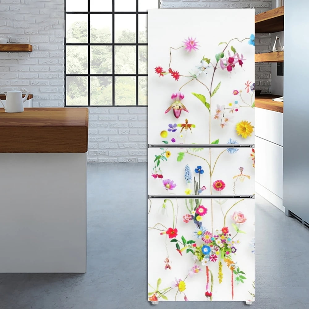 Daisy Flowers Pattern Refrigerator Sticker Decorative Self-adhesive ...