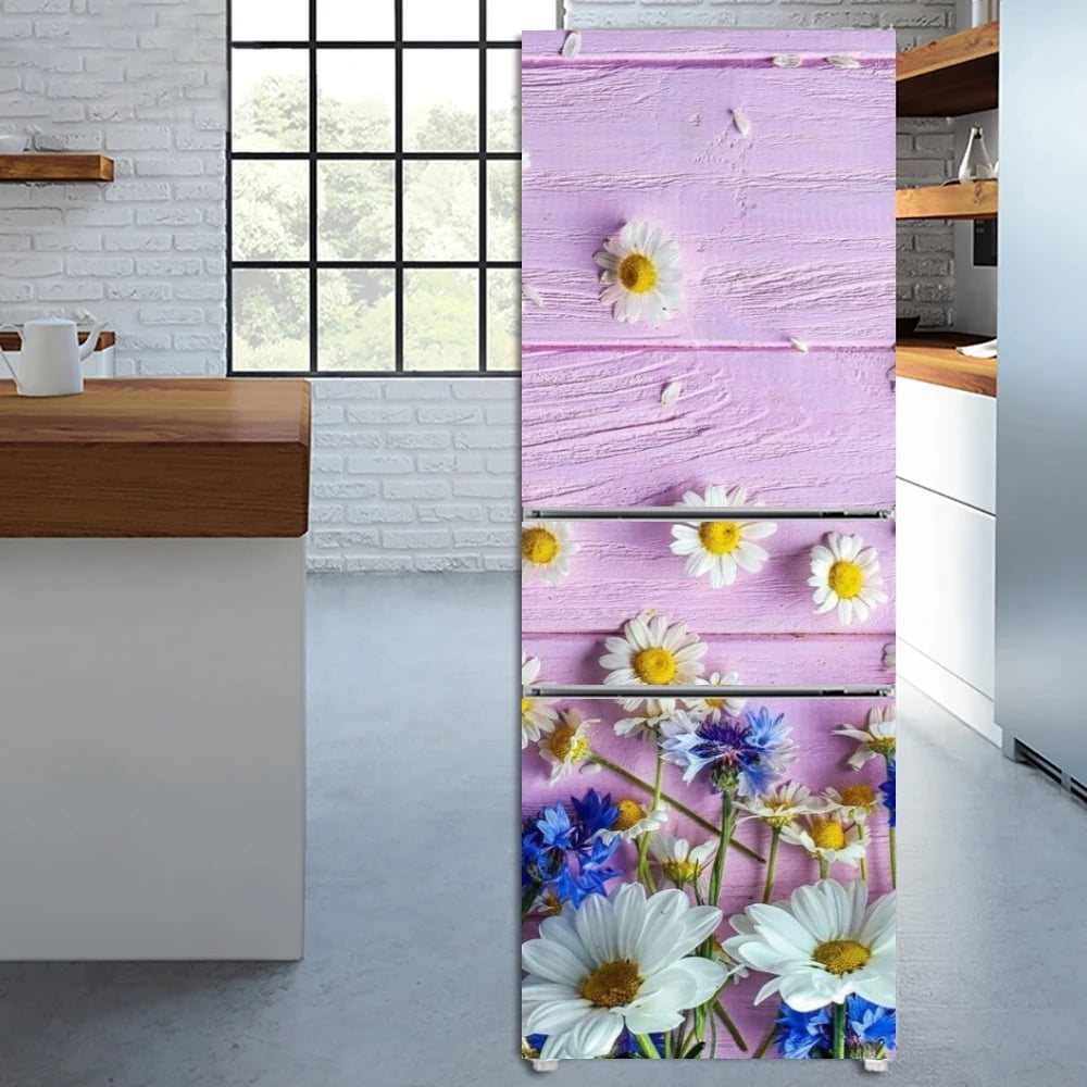 Daisy Flowers Pattern Refrigerator Sticker Decorative Self-adhesive ...