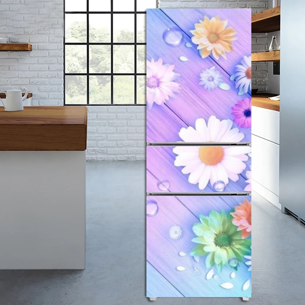 Daisy Flowers Pattern Refrigerator Sticker Decorative Self-adhesive ...