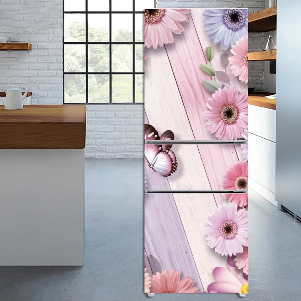 Daisy Flowers Pattern Refrigerator Sticker rative Self-adhesive Fridge ...