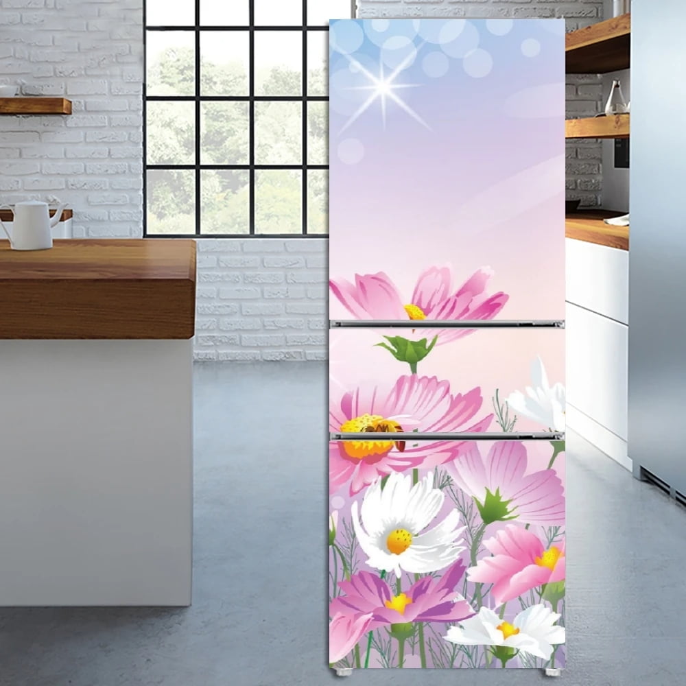Daisy Flowers Pattern Refrigerator Sticker rative Self-adhesive Fridge ...