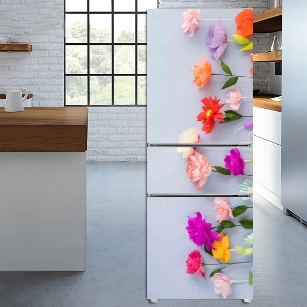 Daisy Flowers Pattern Refrigerator Sticker rative Self-adhesive Fridge ...