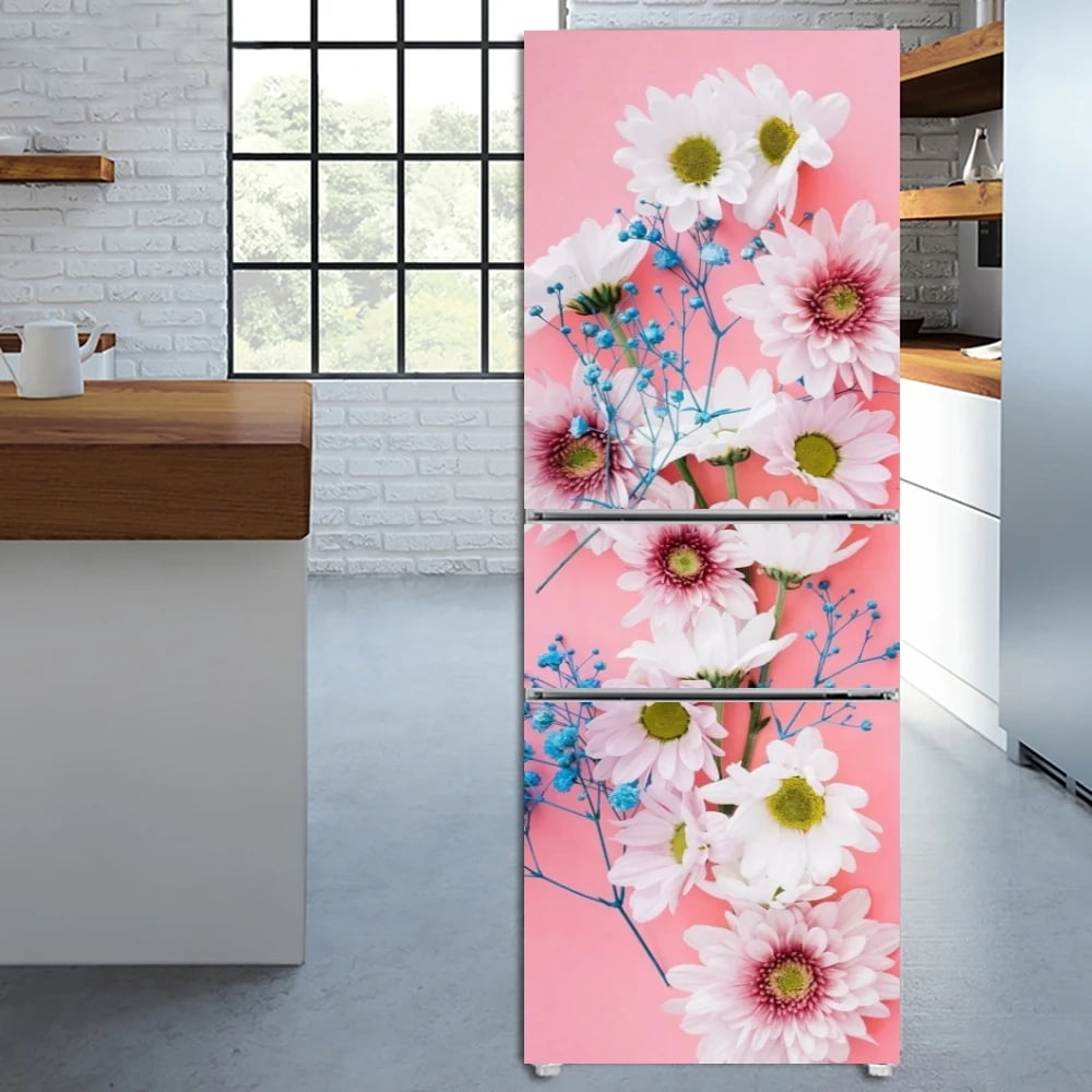 Daisy Flowers Pattern Refrigerator Sticker rative Self-adhesive Fridge ...