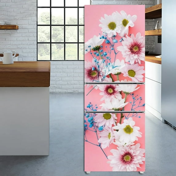 Daisy Flowers Pattern Refrigerator Sticker rative Self-adhesive Fridge ...