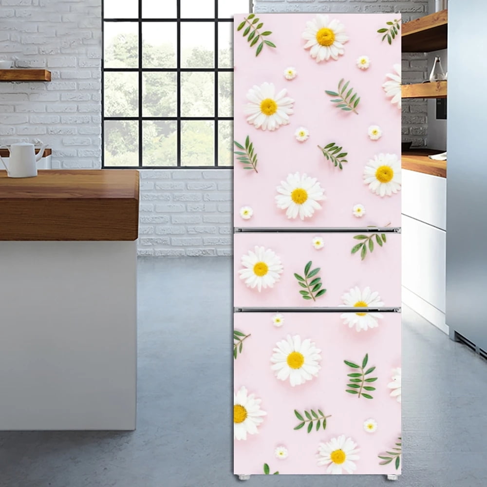 Daisy Flowers Refrigerator Sticker Door Cover Sticker Vinyl Freezer Art ...