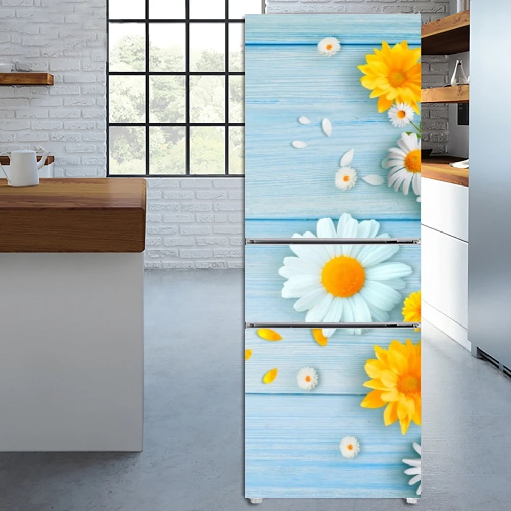 Daisy Flowers Refrigerator Sticker Door Cover Sticker Vinyl Freezer Art ...
