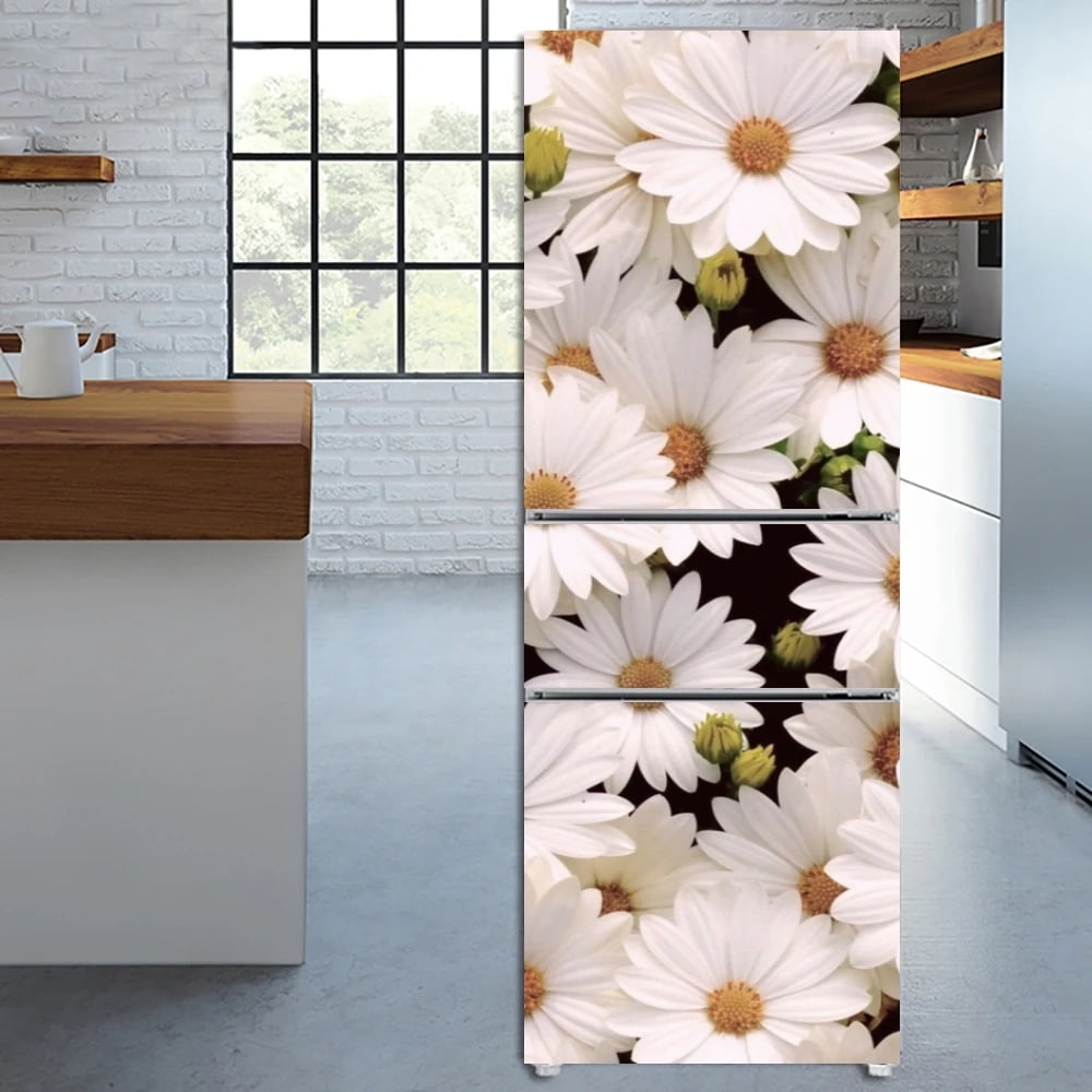 Daisy Flowers Refrigerator Sticker Door Cover Sticker Vinyl Freezer Art ...