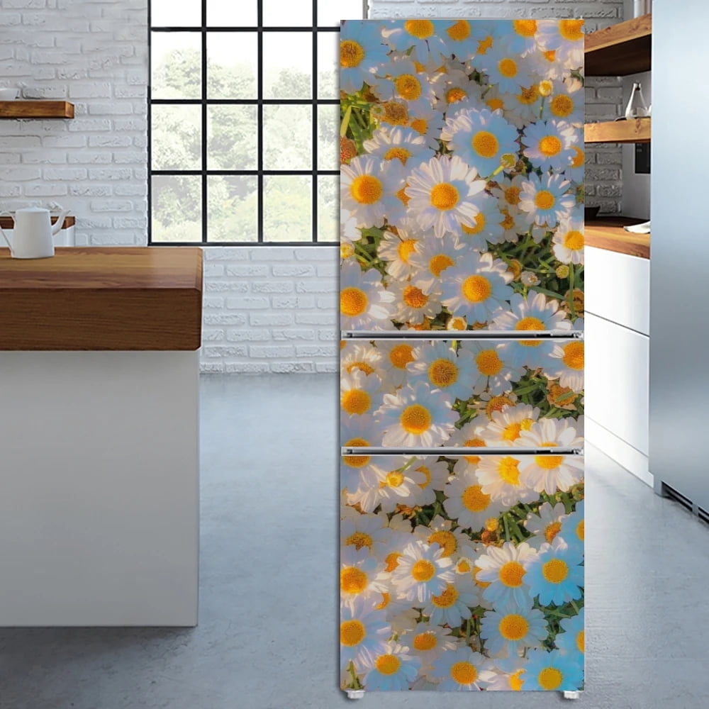 Daisy Flowers Refrigerator Sticker Door Cover Sticker Vinyl Freezer Art ...