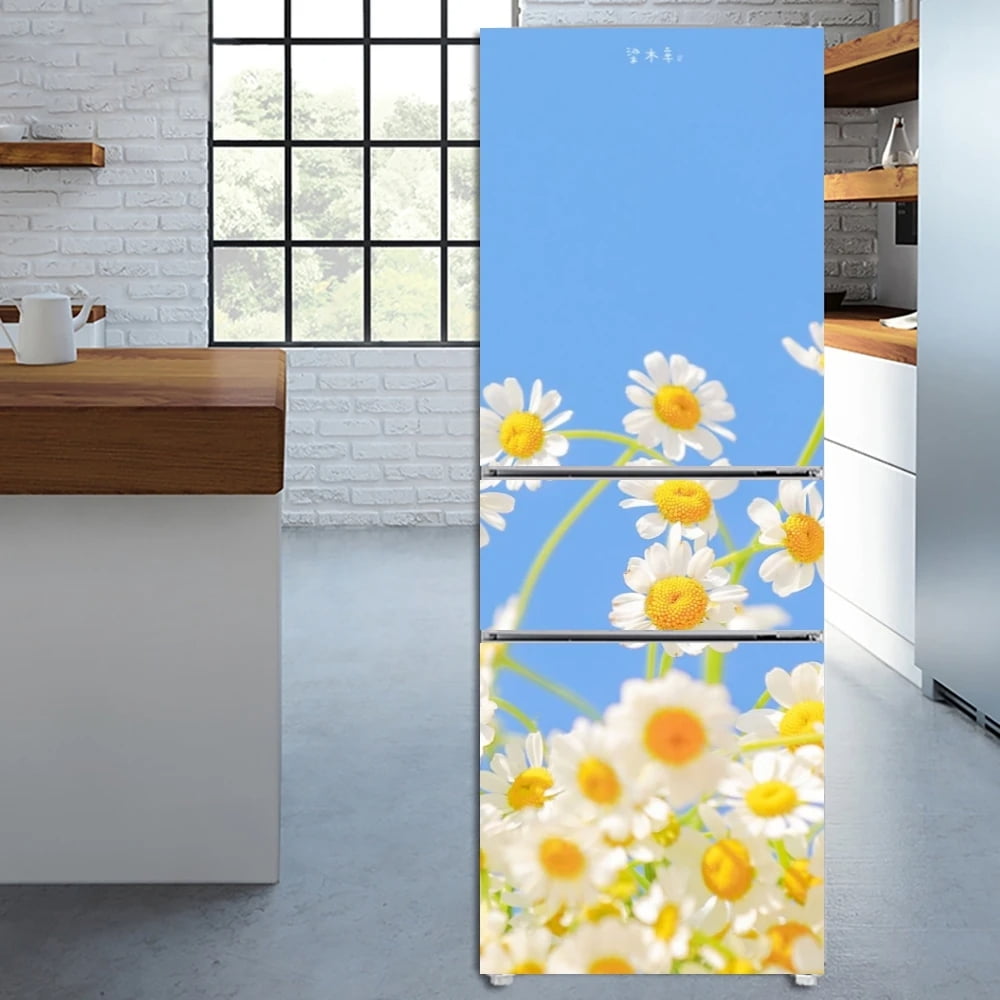 Daisy Flowers Refrigerator Sticker Door Cover Sticker Vinyl Freezer Art ...