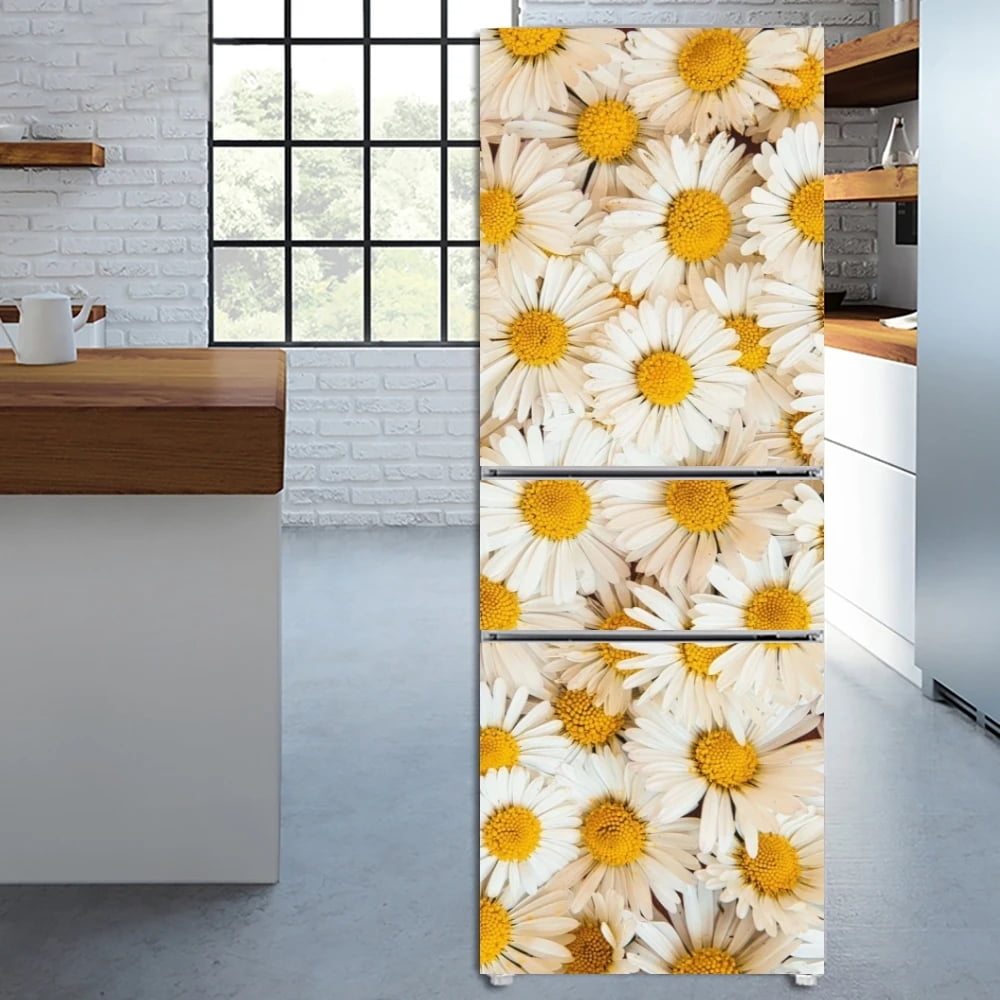 Daisy Flowers Refrigerator Sticker Door Cover Sticker Vinyl Freezer Art ...