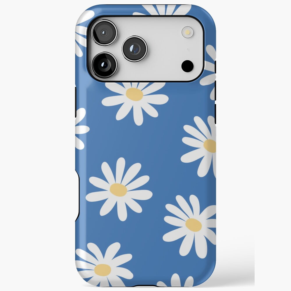 Daisy Flowers Seamless White Blue Print iPhone Case 11 to 17 Pro Max ...