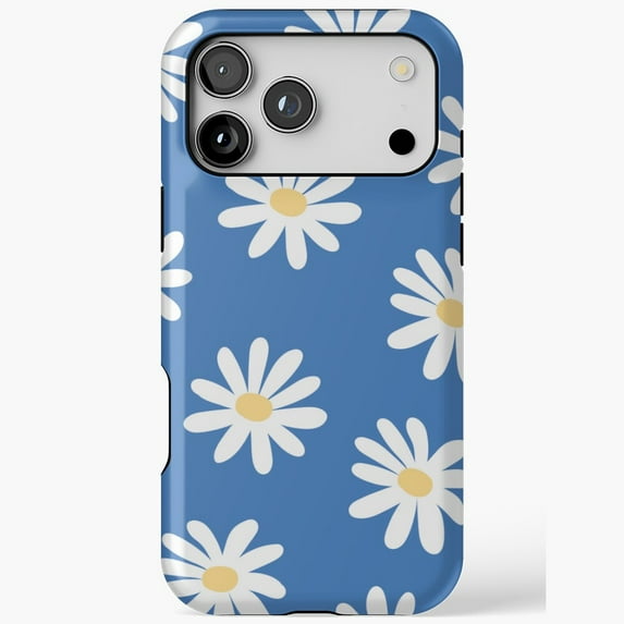 Daisy Flowers Seamless White Blue Print iPhone Case 11 to 17 Pro Max ...