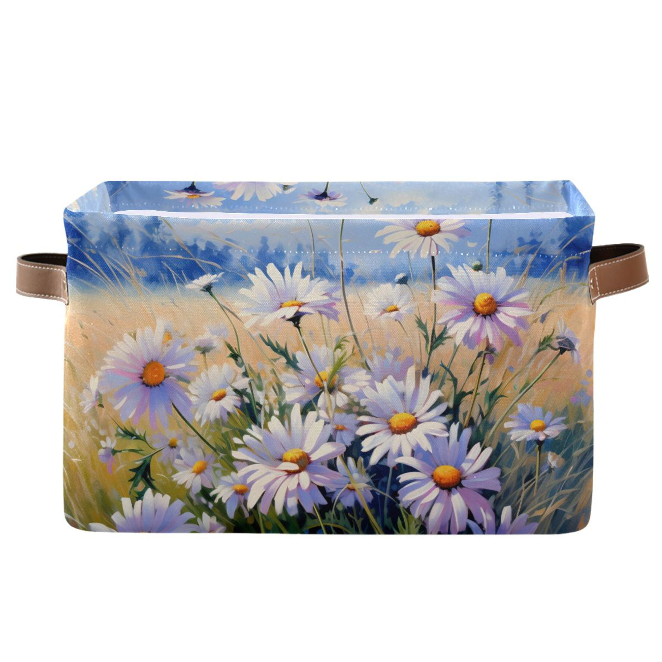 Daisy Flowers Storage Basket Large Bin Laundry Boxes Toys Foldable Home ...