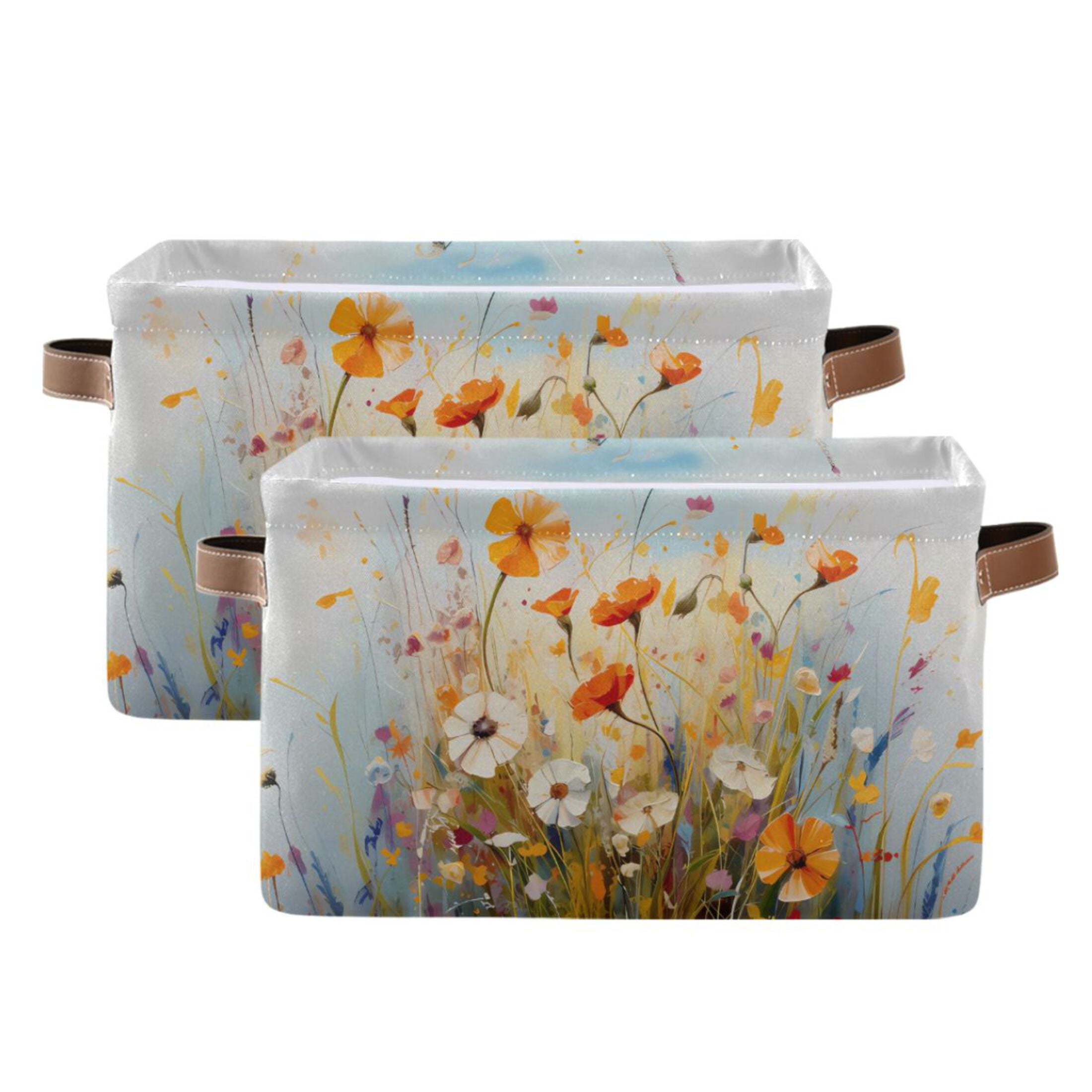 Daisy Flowers Storage Basket Large Bin Laundry Boxes Toys Foldable Home ...