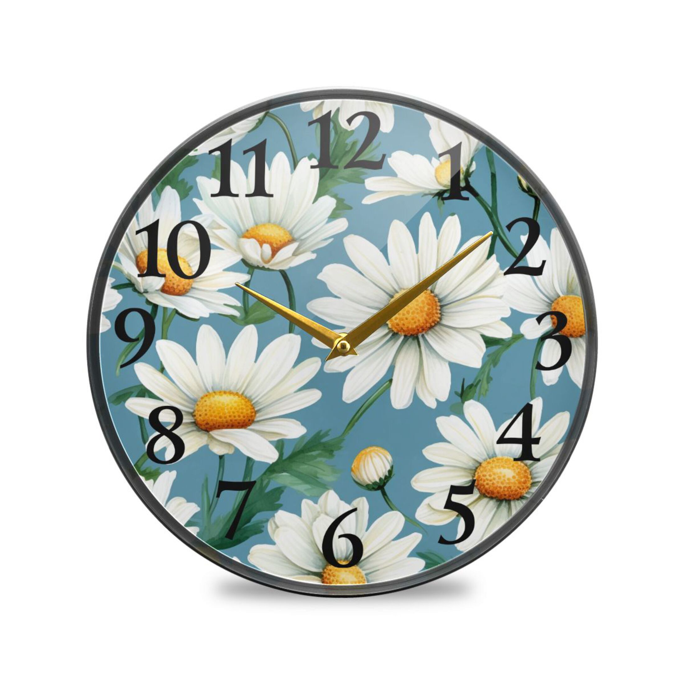 Daisy Flowers Wall Clocks Battery Operated 11.9 Inch Round Clock ...