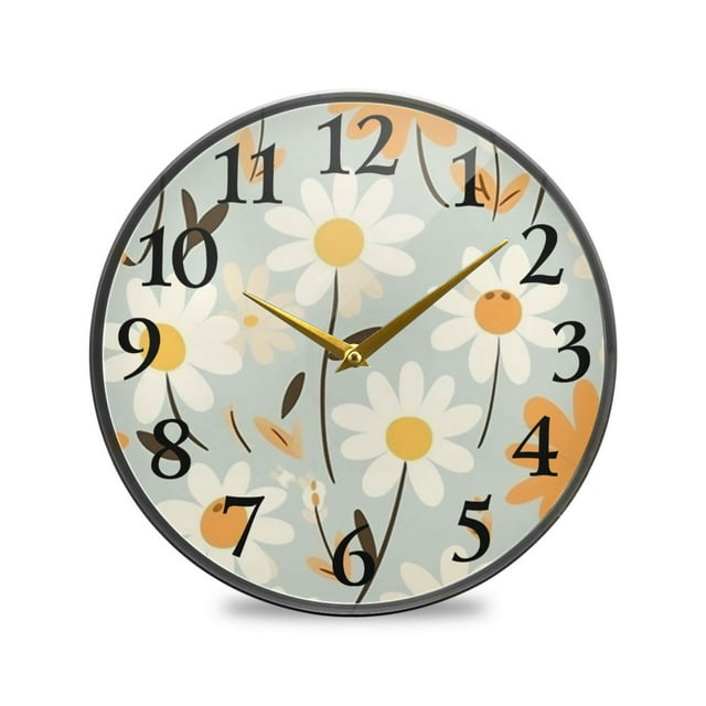Daisy Flowers Wall Clocks Battery Operated 9.5 Inch Round Clock Acrylic ...