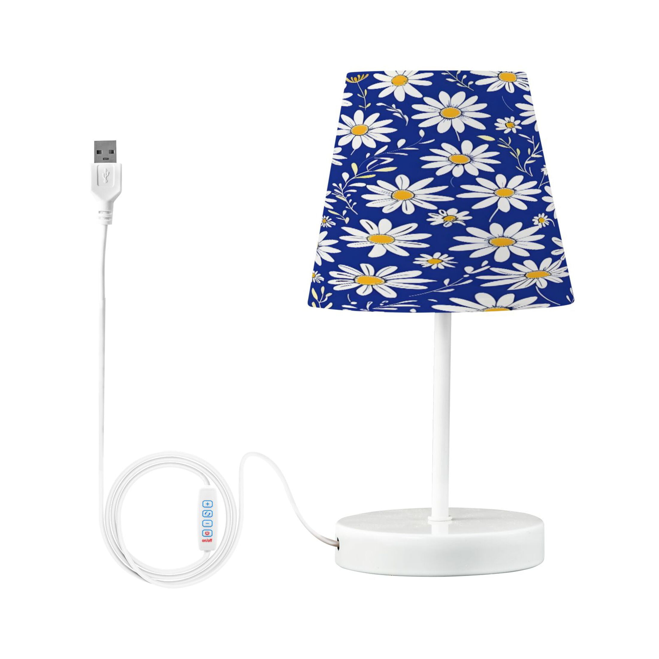 Daisy Flowers and Leaves Desk Lamp LED Table Nightstand Lamps with 3 ...