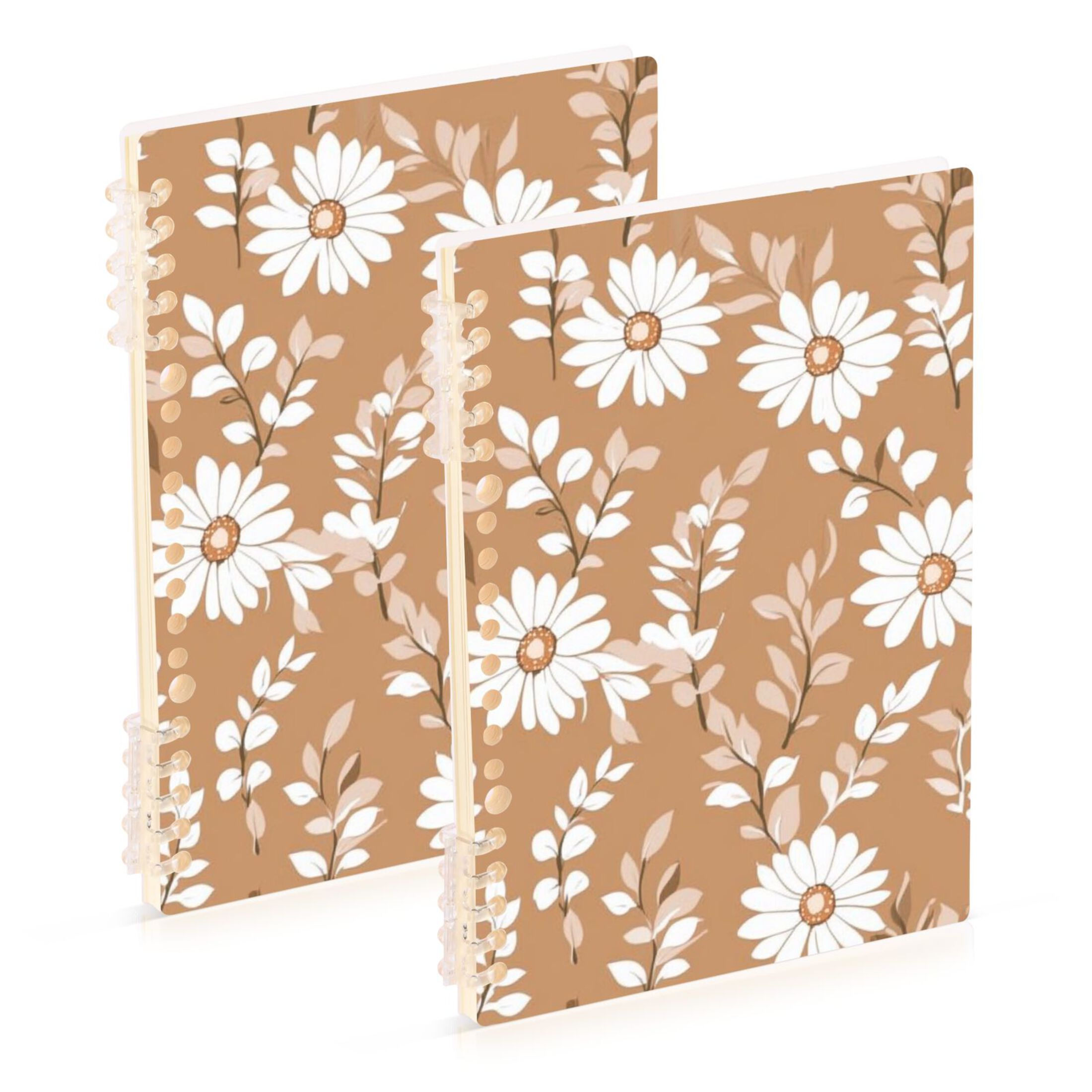 Daisy Flowers on Brown Lined Spiral Journal Notebook 60 Pages A5 ...