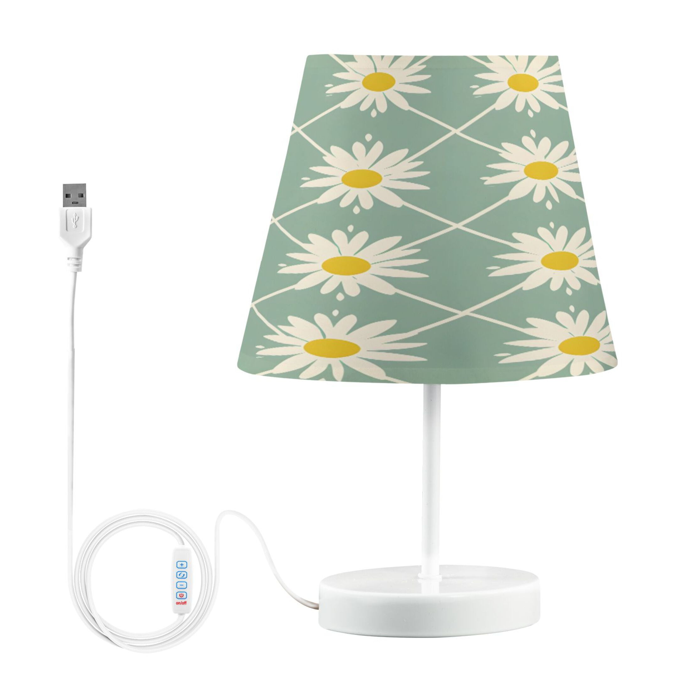 Daisy Flowers on Striped Desk Lamp LED Table Nightstand Lamps with 3 ...