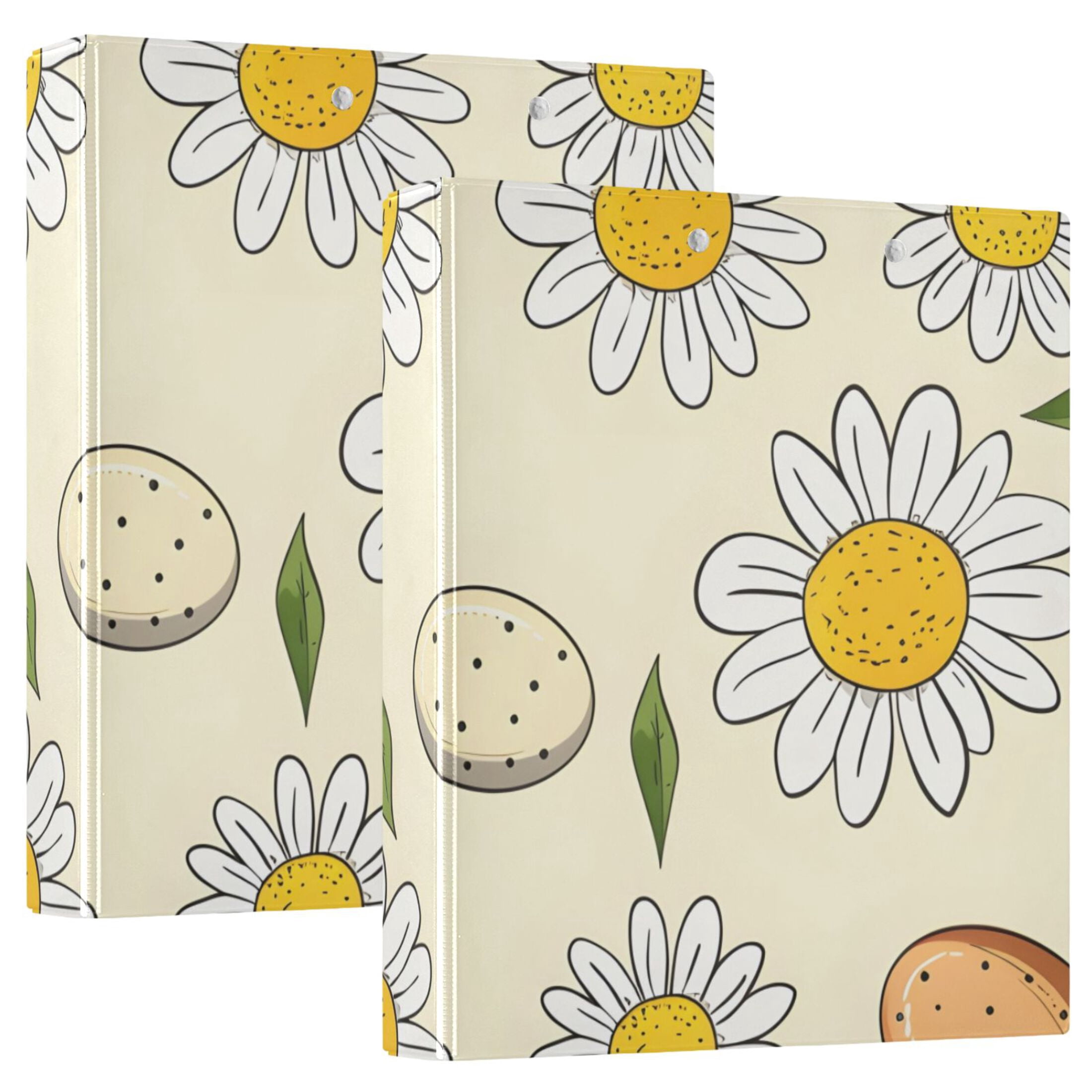Daisy Flowers with Eggs 3 Ring Binders 1.5 inch Hardcover File Folders ...