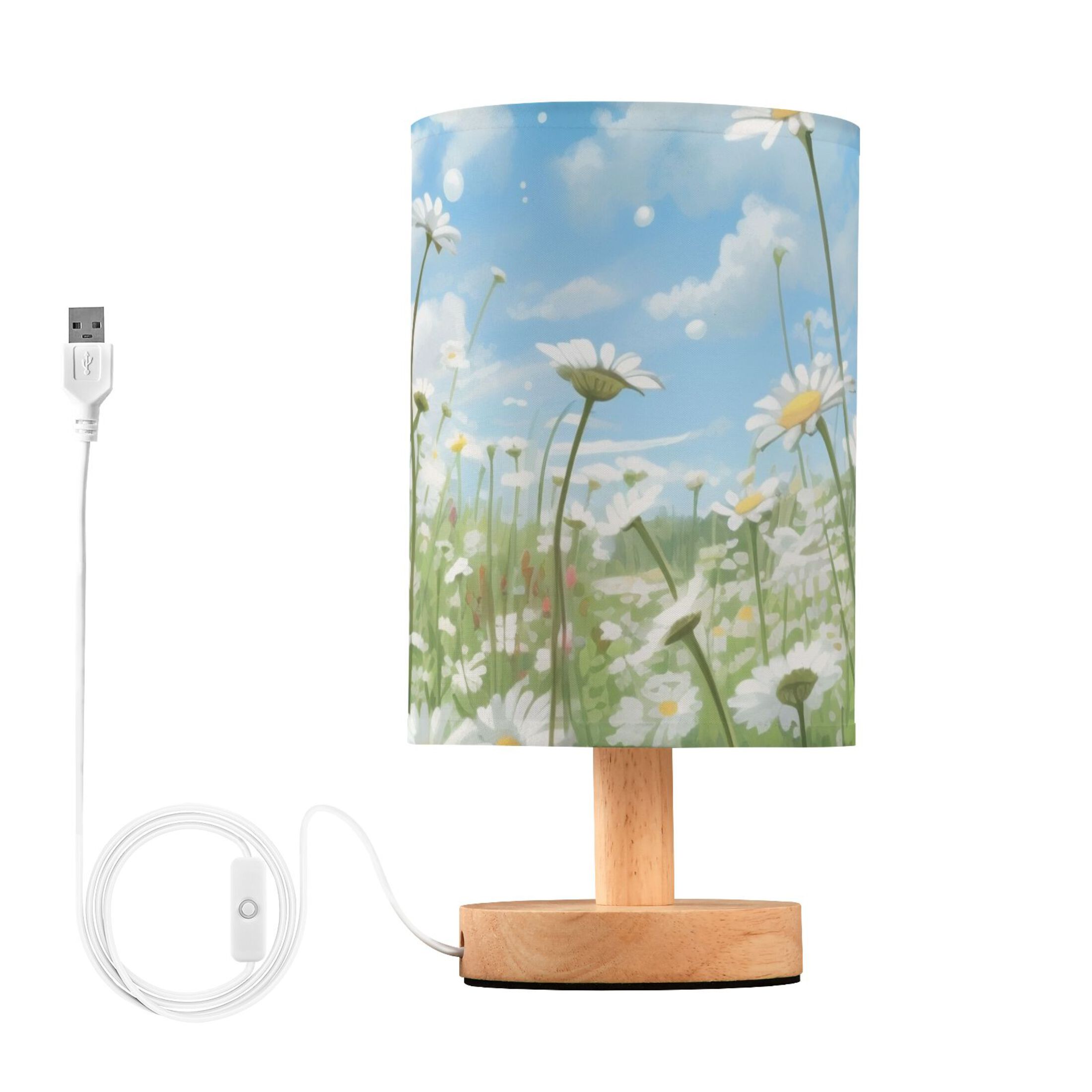 Daisy Flowers with Sky Bedside Table Lamp LED Warm Lights with USB ...