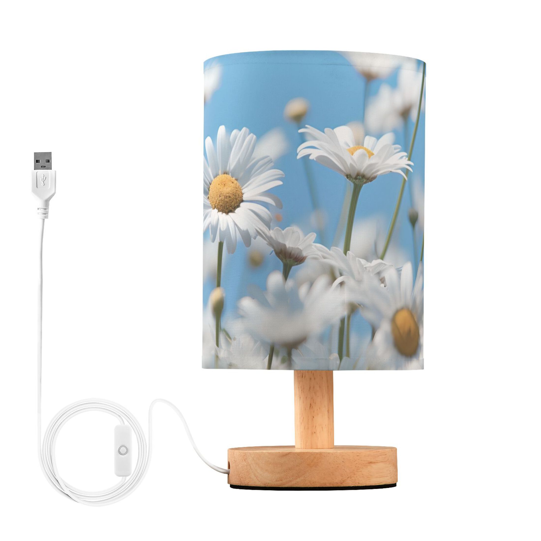 Daisy Flowers with Sky Bedside Table Lamp LED Warm Lights with USB ...