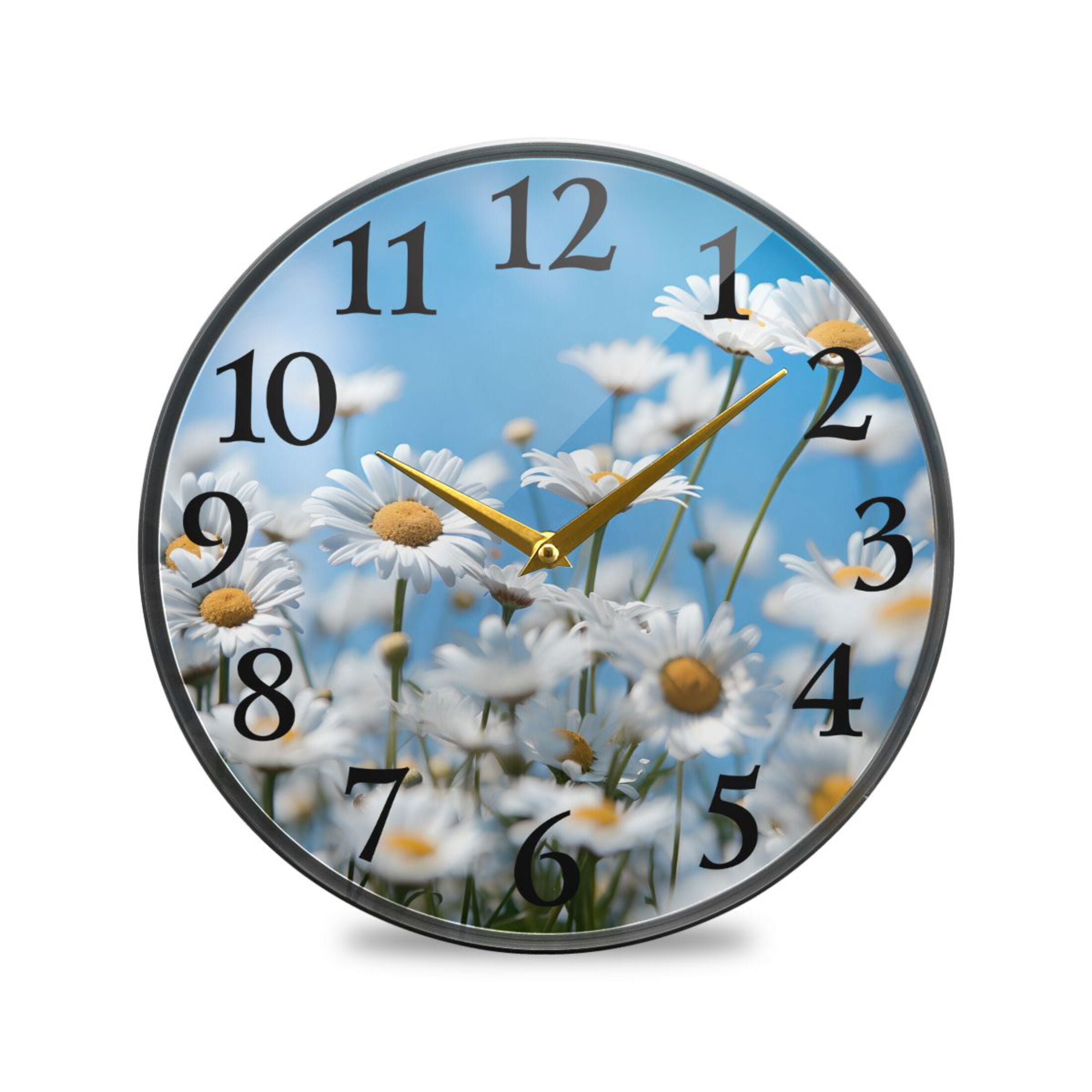 Daisy Flowers with Sky Wall Clocks Battery Operated 9.5 Inch Round ...