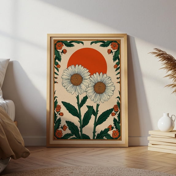 Daisy Folk Art Grandmillennial Cottagecore Decor, Unframed Paper Print ...