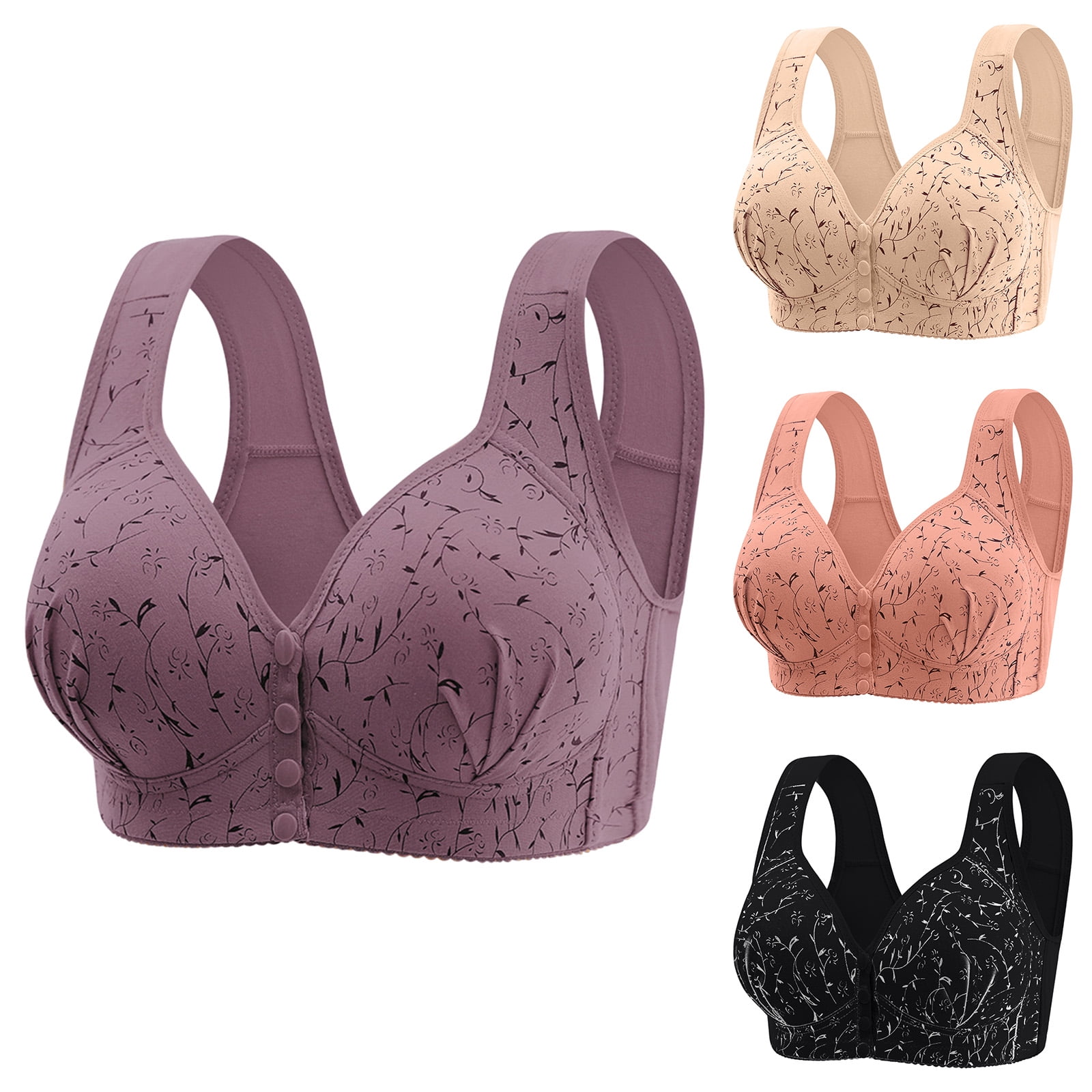 Daisy Front Closure Bras for Older Women, Wireless Full Coverage ...