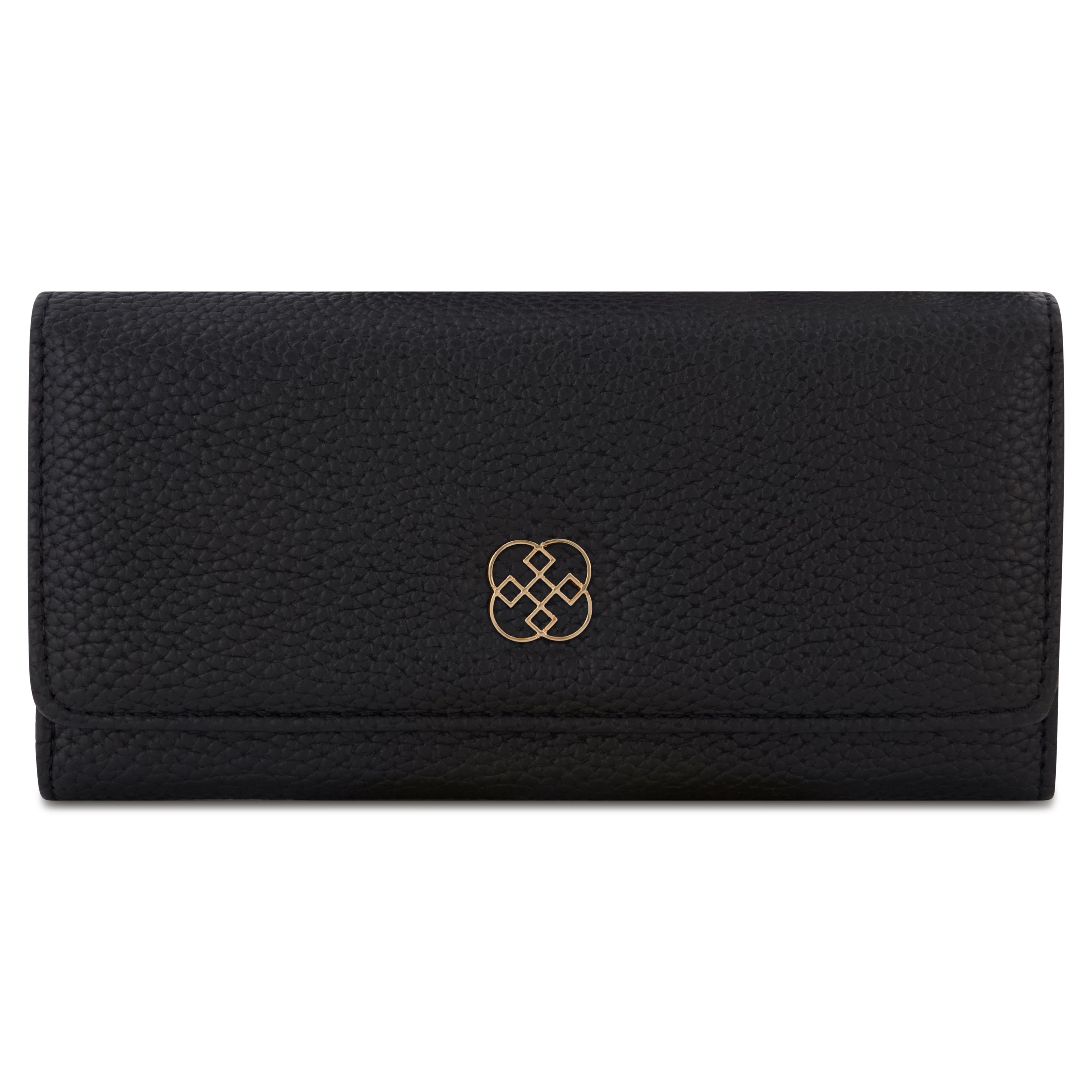 Daisy Fuentes Long Flap Pebble Texture Trifold Wallet for Women, Black ...