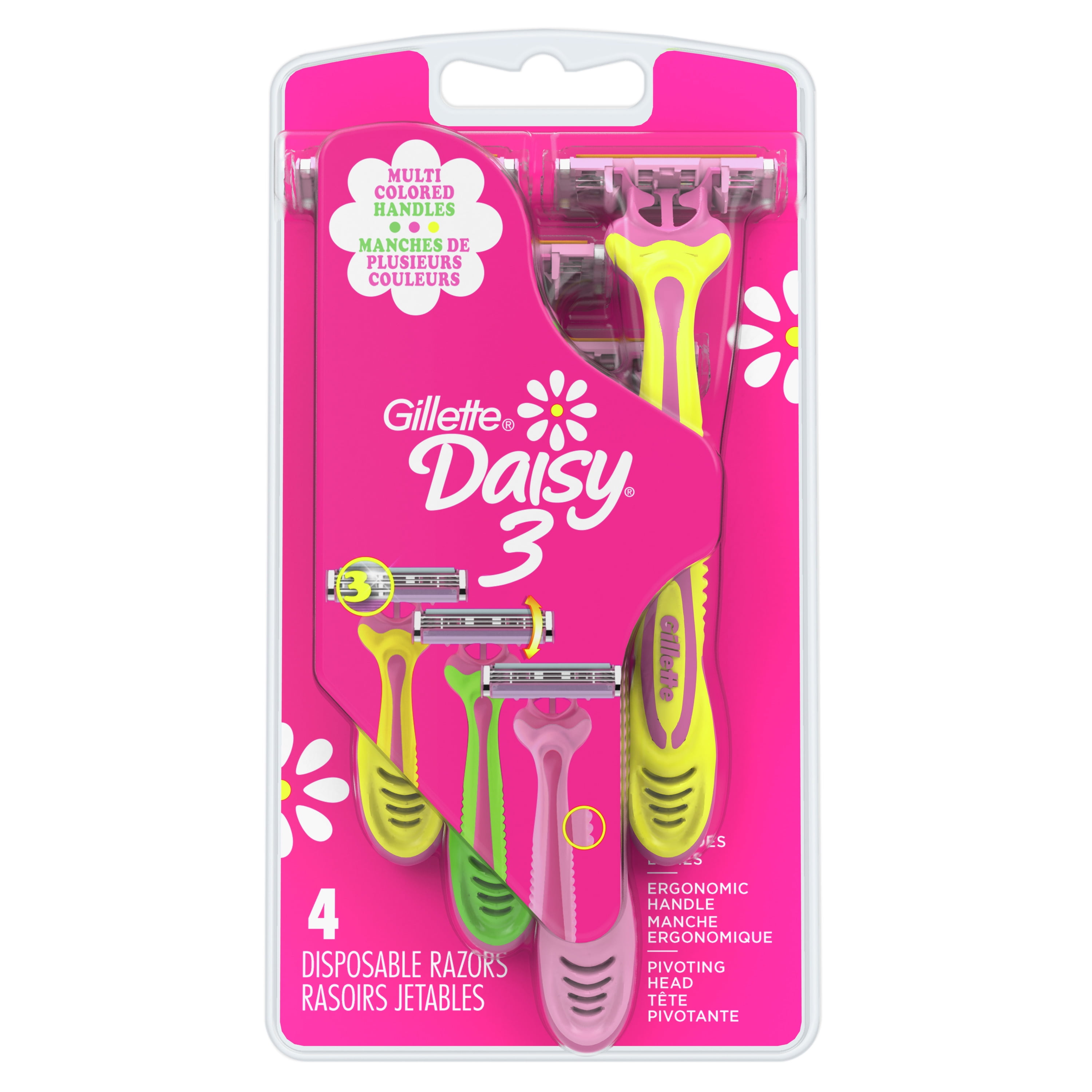 Daisy Gillette Disposable Razors for Women, 3 Bladed, 4 Ct - Walmart.com