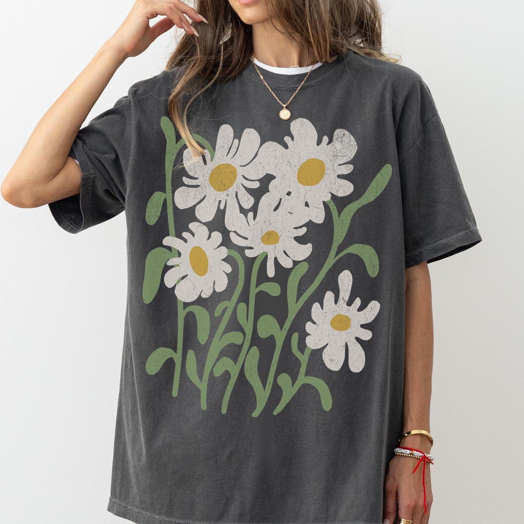 Daisy Graphic Tee – Retro Boho Hippie Shirt, Hand-Drawn T-Shirt, Trendy ...