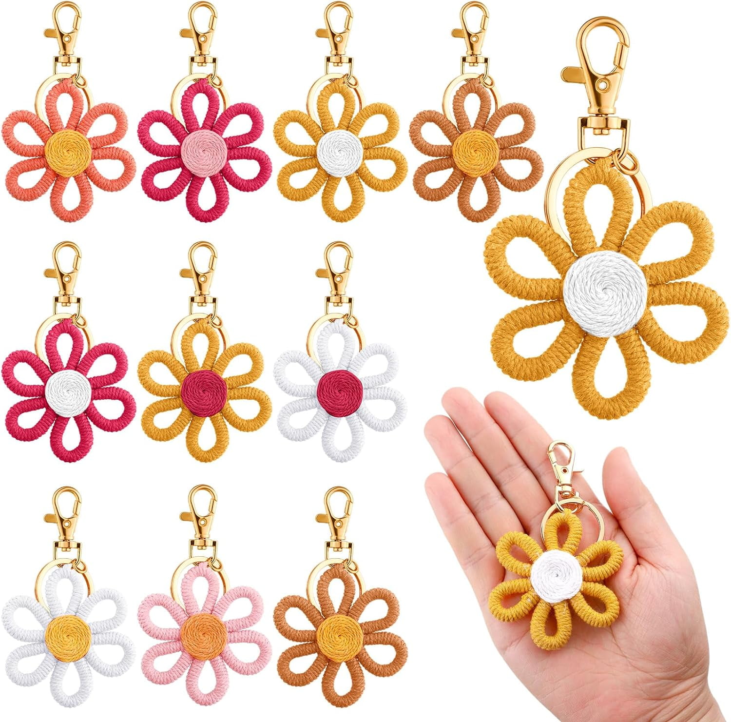 Daisy Groovy Party Favors Boho Woven Macrame Groovy Flowers Keychains ...