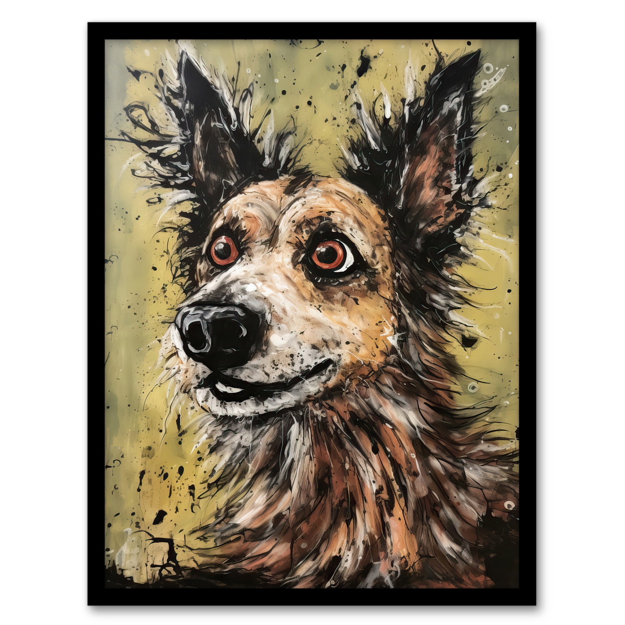 Daisy Hears The Door Artwork Fun Dog Painting By Tom Jones Art Print ...