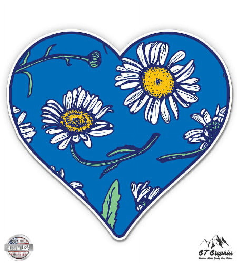Daisy Heart Daisies - 12" Vinyl Sticker Waterproof Decal - Walmart.com