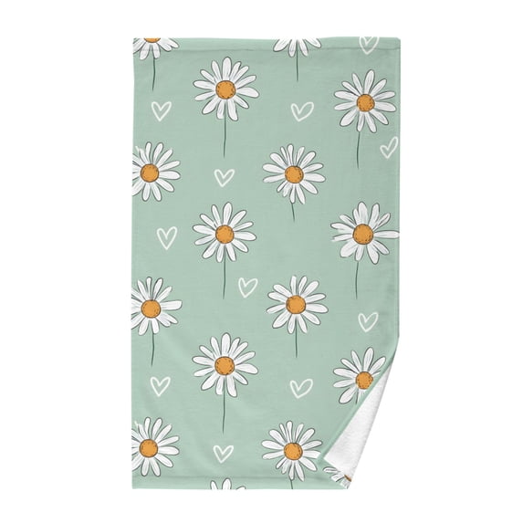Daisy Heart Pattern Bath Towel 100% Cotton Soft Thick High Absorbency ...