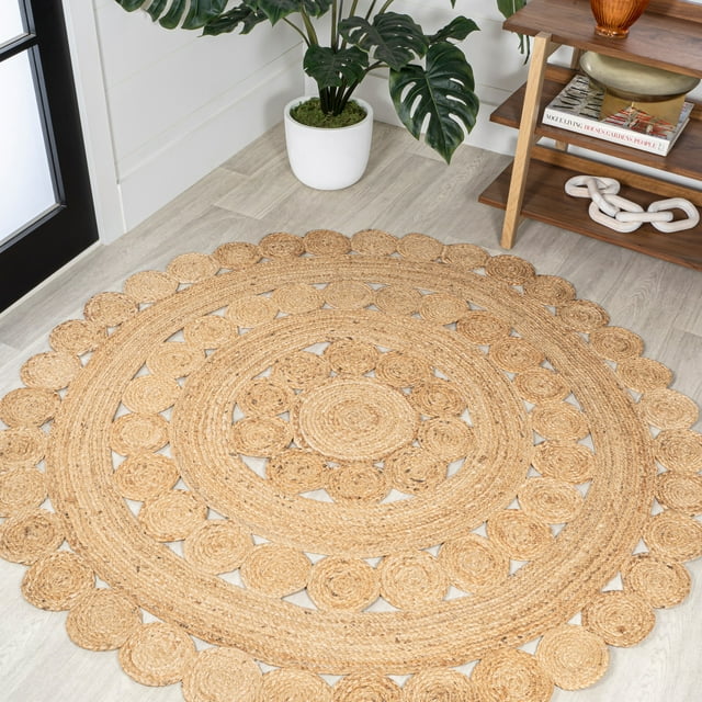 Daisy Hippy Jute Medallion Circle Natural 4' Round Area Rug - Walmart.com