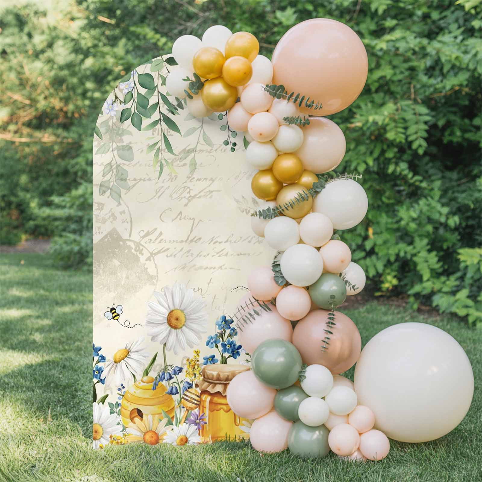 Daisy Honey Arch Backdrop Cover 6 FT, Bee Blue Flower Green Eucalyptus ...