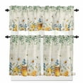 Daisy Honey Kitchen Curtains Valance and Tier Set Bee Blue Flower Green ...