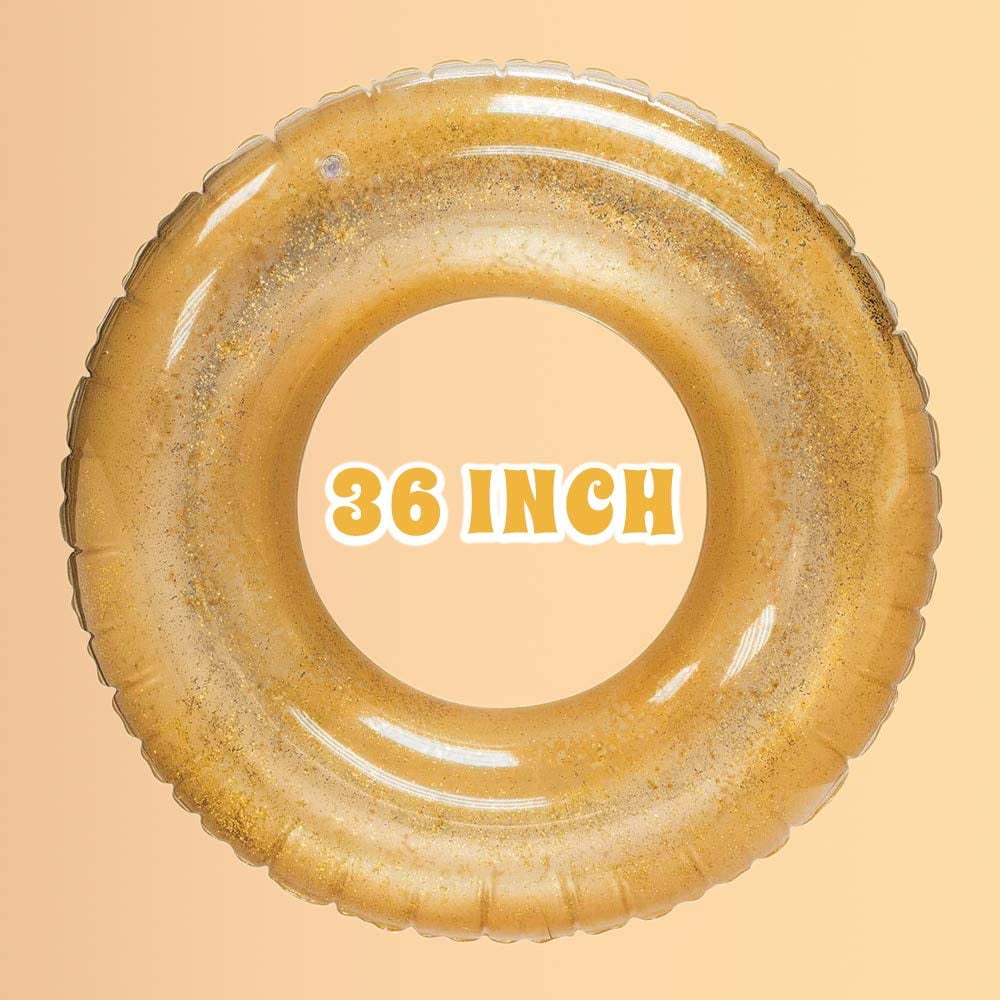 Daisy Inflatable Pool Float, Gold Glitter Swimming Ring, Sweet Tube ...