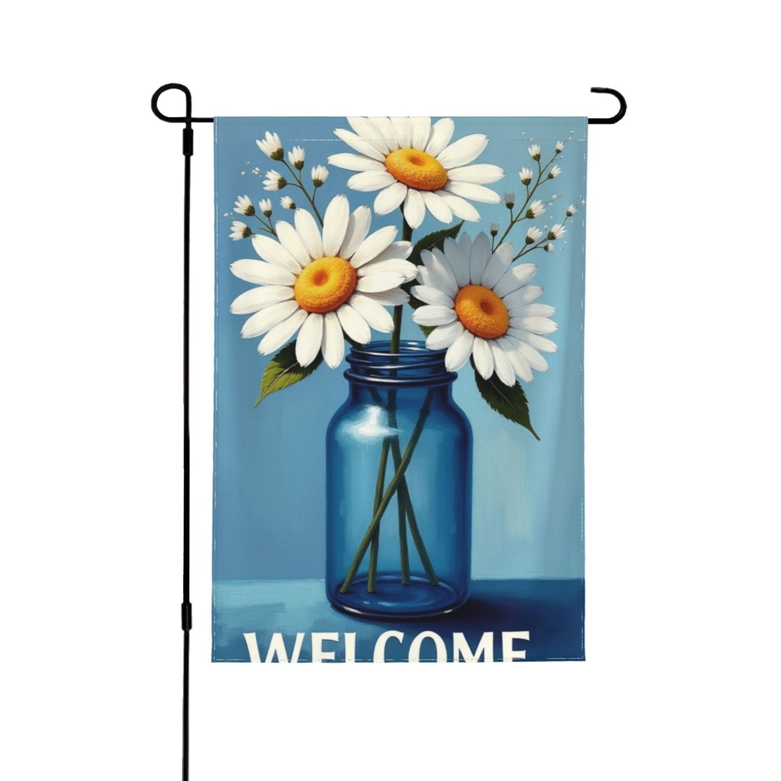 Daisy Jar Welcome Garden Flag 12.5x18 Inch Vertical Double Sided Blue ...